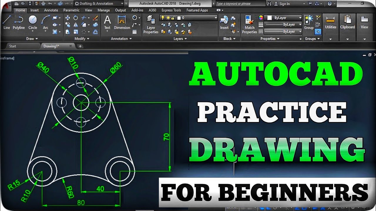 Autocad Practice Drawings For Beginners Youtube