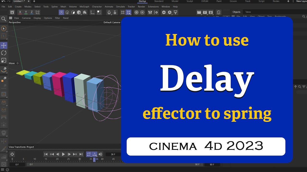 How To Create Springy Animation Using Delay Effector In Cinema 4d 2023