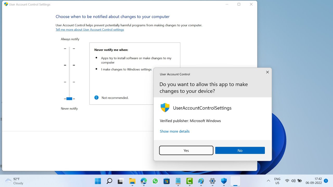 How To Change User Account Control Uac Settings In Windows 11 Youtube