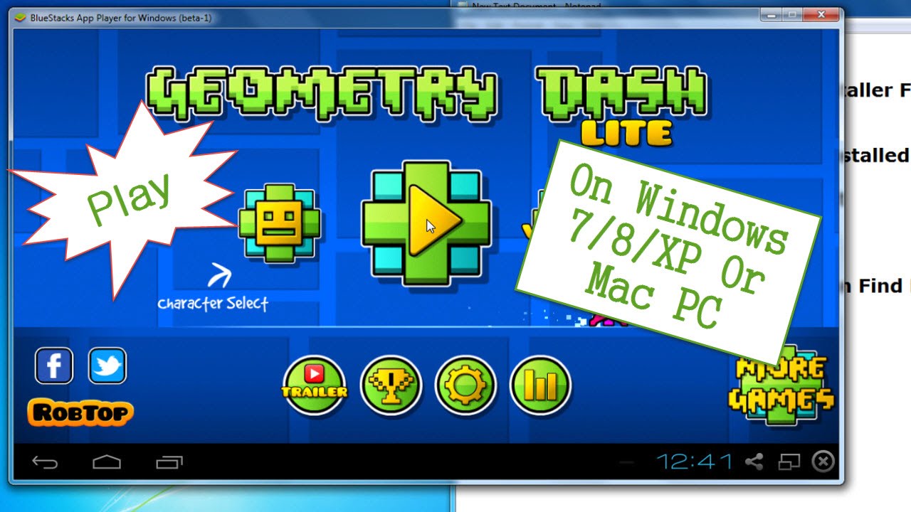 How To Play Geometry Dash Apk On Pc Windows 7 8 Xp Youtube