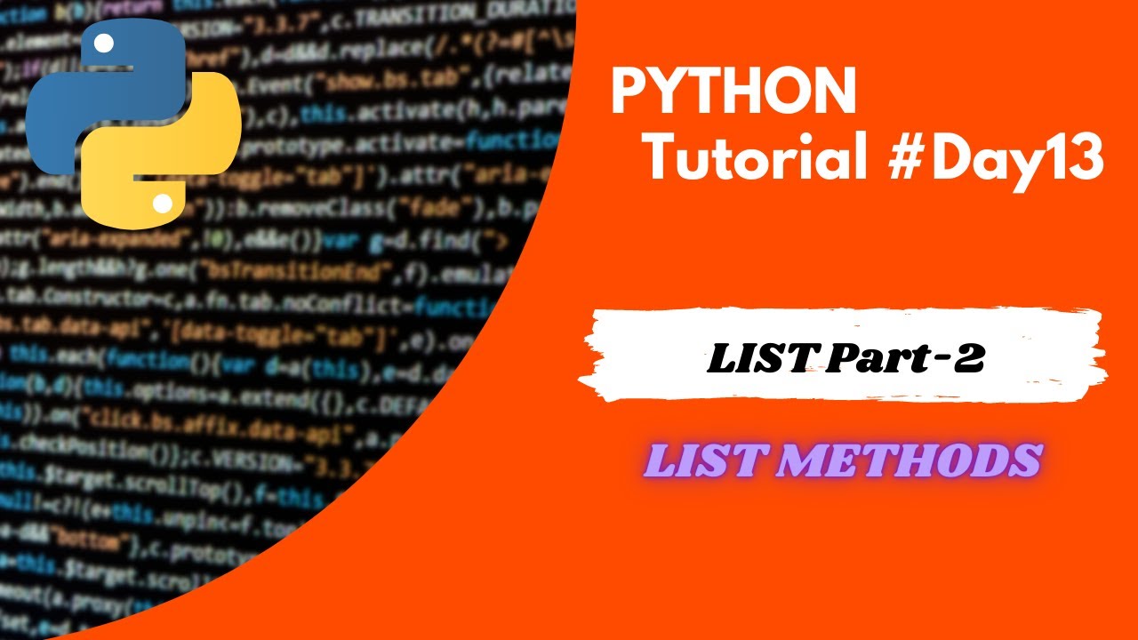 Python Tutorial Day13 List Part 2 List Functions Methods Python For