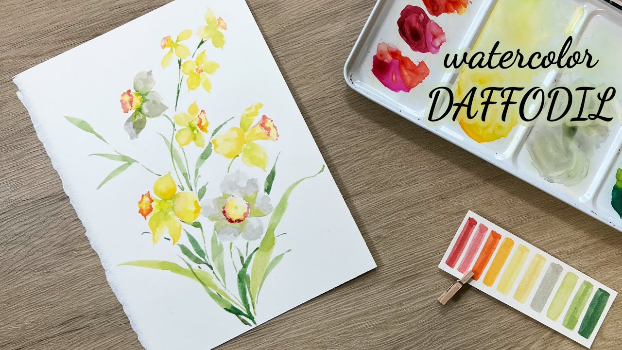 Watercolor Daffodil Flowers Step By Step For Beginners Youtube