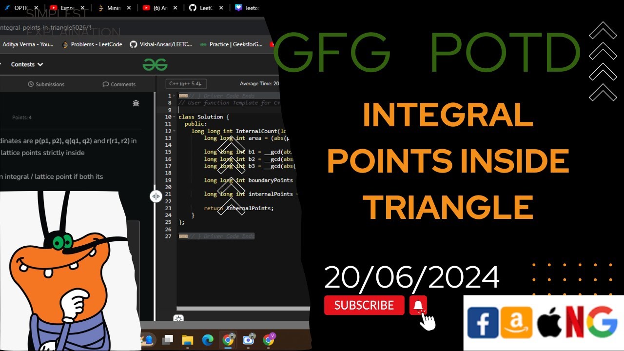 Integral Points Inside Triangle Gfg Potd Today Potd Gfg Problem