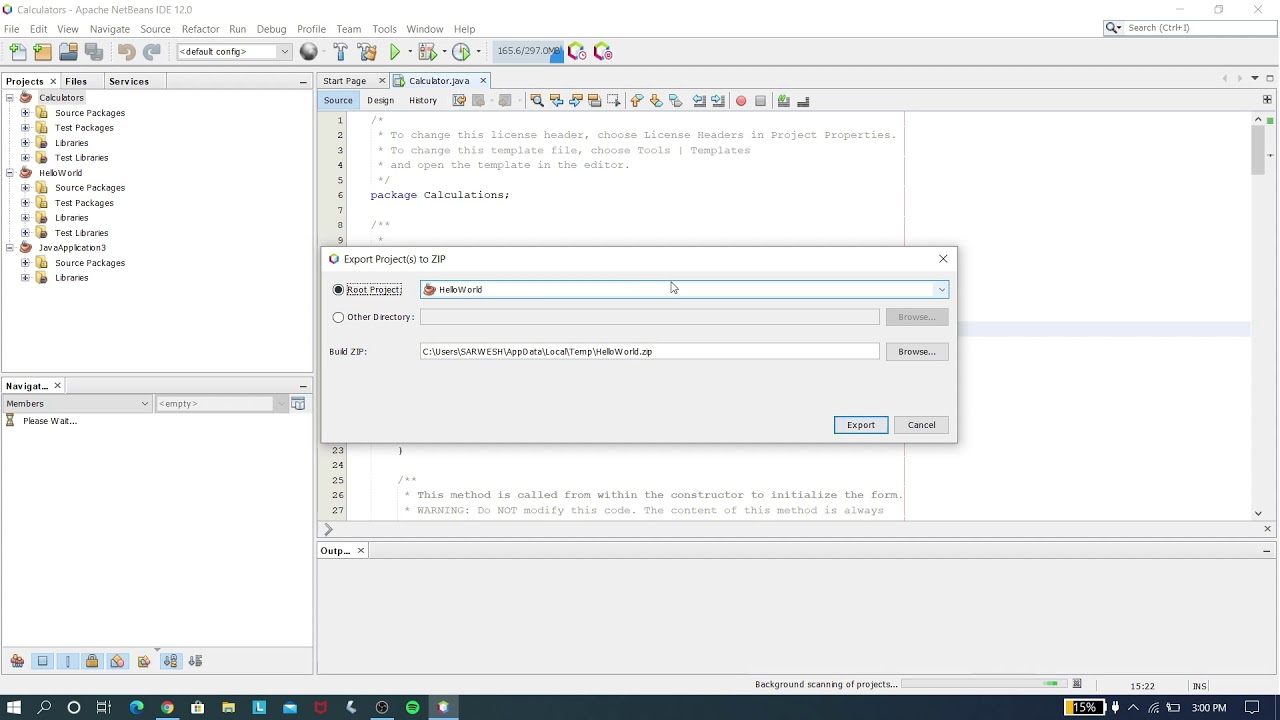 Converting Java Project To Zip File Netbeans 12 0 2021 Youtube
