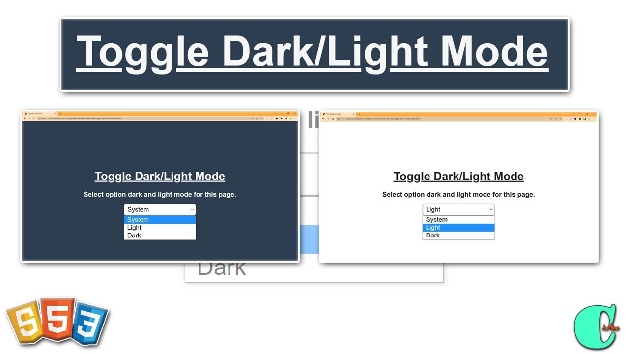 Toggle Dark Mode Html Css Js Tutorial Codeismine Youtube