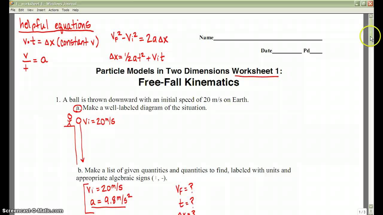 Free Fall Worksheet Answers Proworksheet