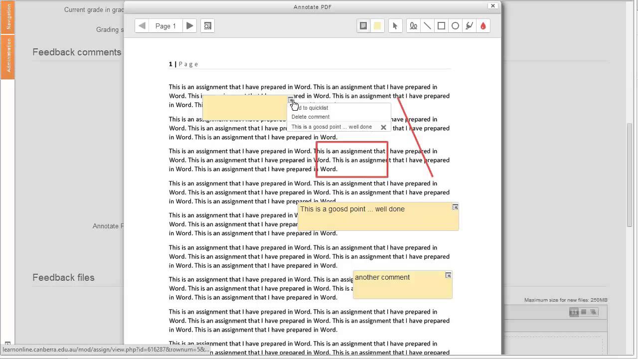 Annotate Pdf Marking Plugin In Moodle Youtube