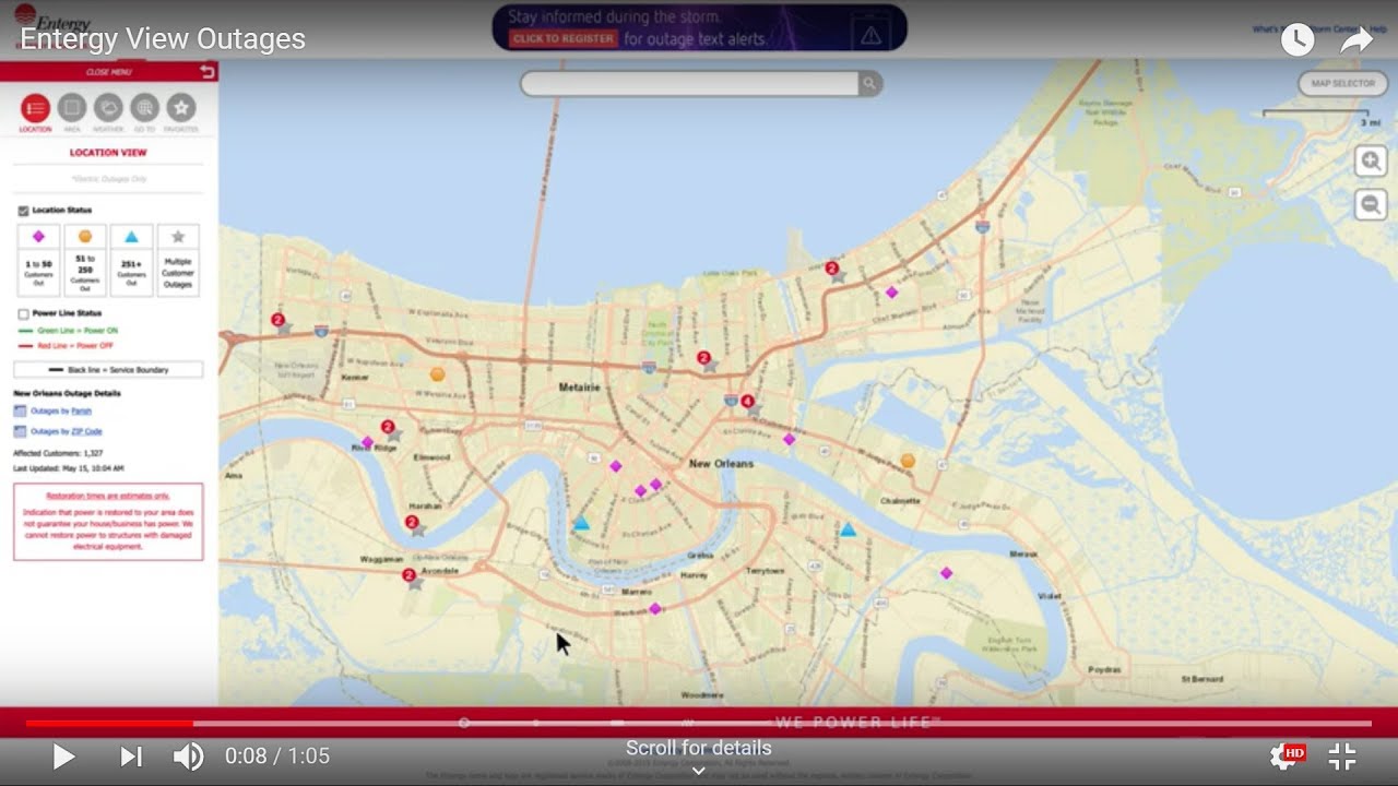 Entergy S Enhanced View Outages Map Youtube