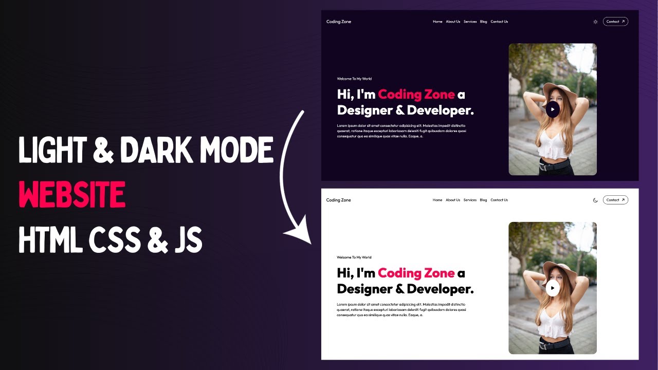 How To Create A Light Dark Mode Website Design Html Css Bootstrap