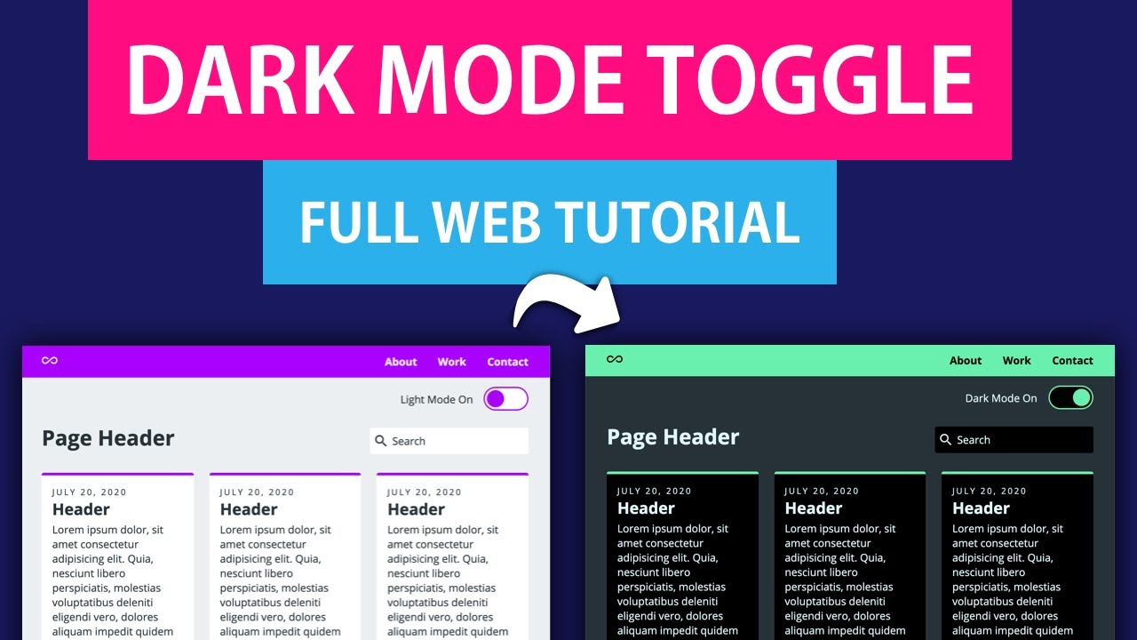 Dark Mode Toggle Html Css Js Tutorial Youtube