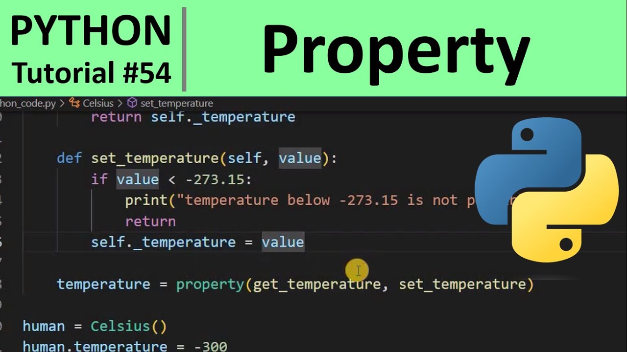 Python Tutorial 54 Property Decorator In Python For Beginners Youtube