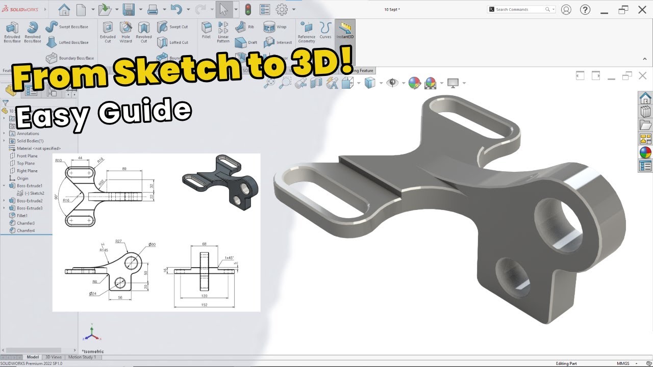 Solidworks Part Design For Beginners Full Step Tutorial Youtube