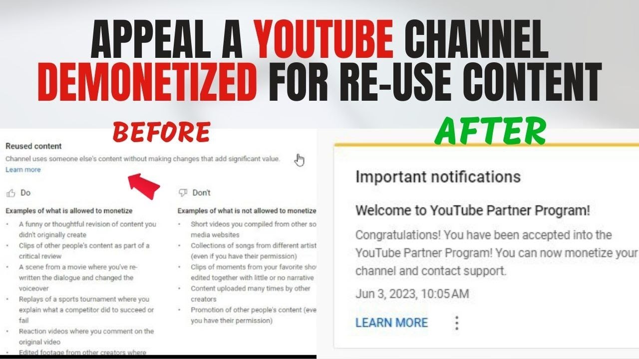 Appeal A Youtube Channel Demonetized For Re Use Content Youtube