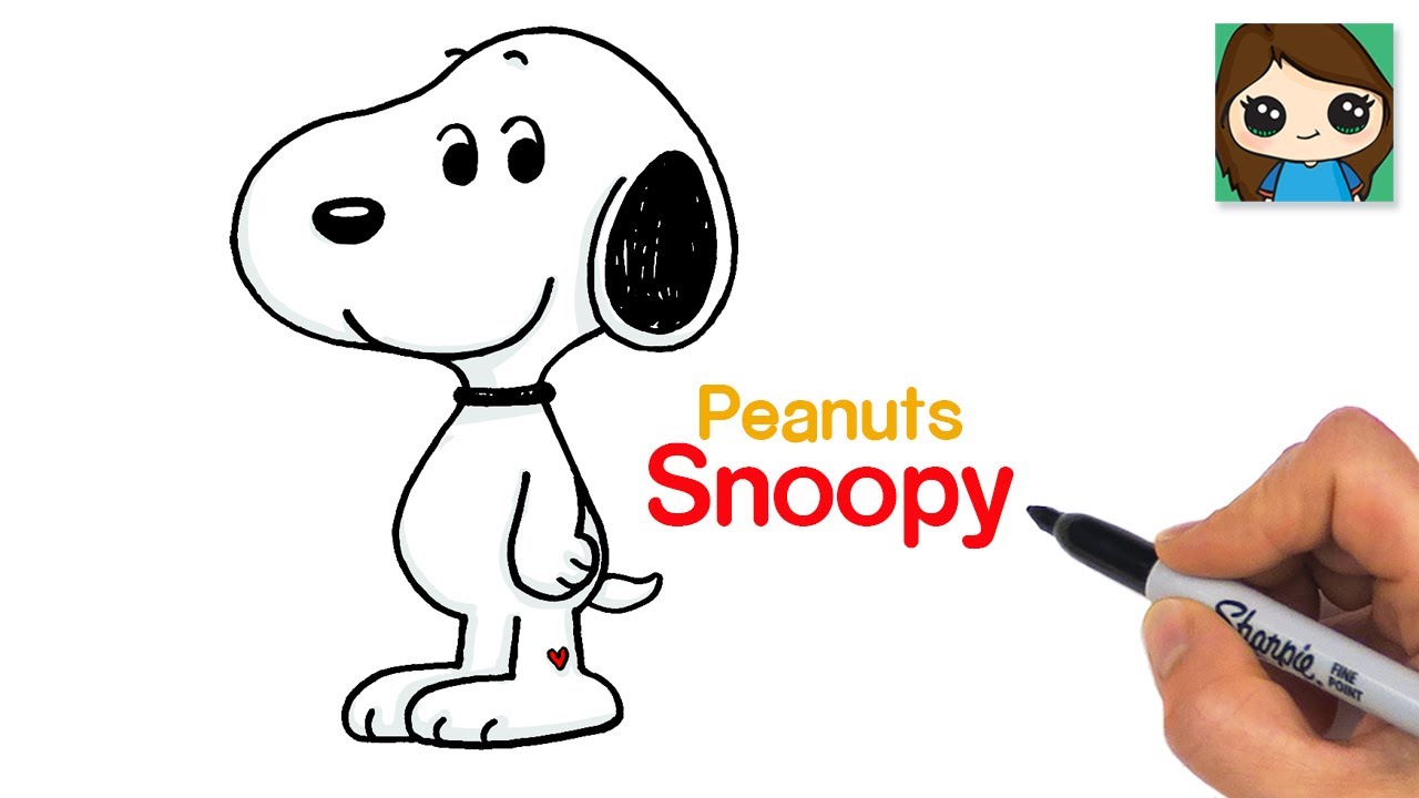 How To Draw Snoopy Easy Peanuts Dog Youtube