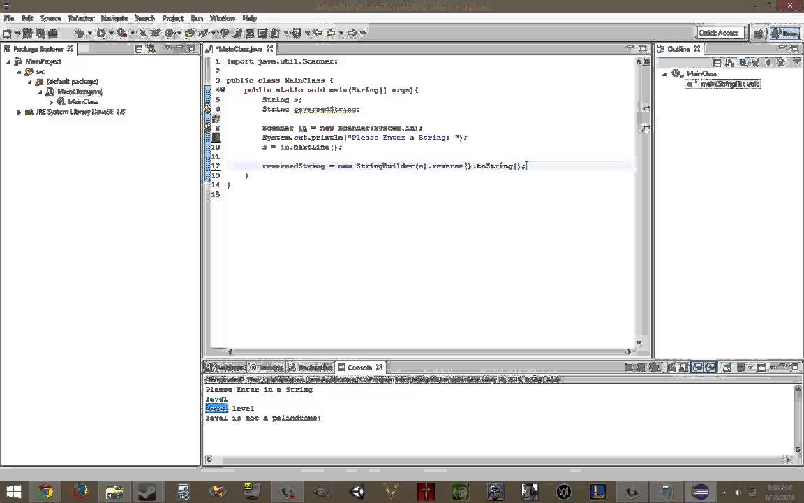 Java Programming 002 Checking For A Palindrome String Youtube