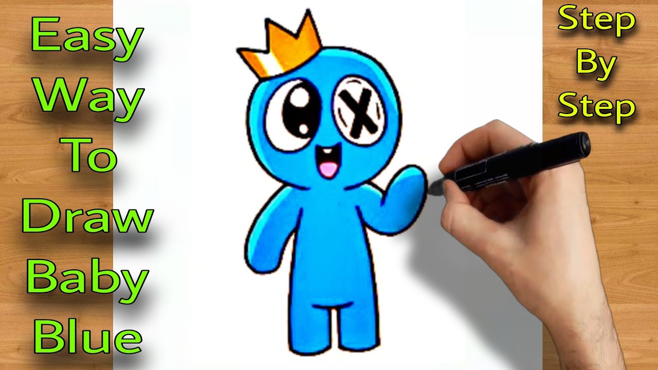 How To Draw Baby Blue From Rainbow Friends How To Draw Baby Rainbow