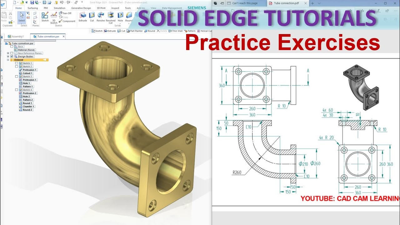 Solid Edge Part Modeling Tutorials 50 Practice Exercises For