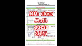 11th Class Math Guess 2025 Chapter 5 1st Year Math Guess Paper 2025