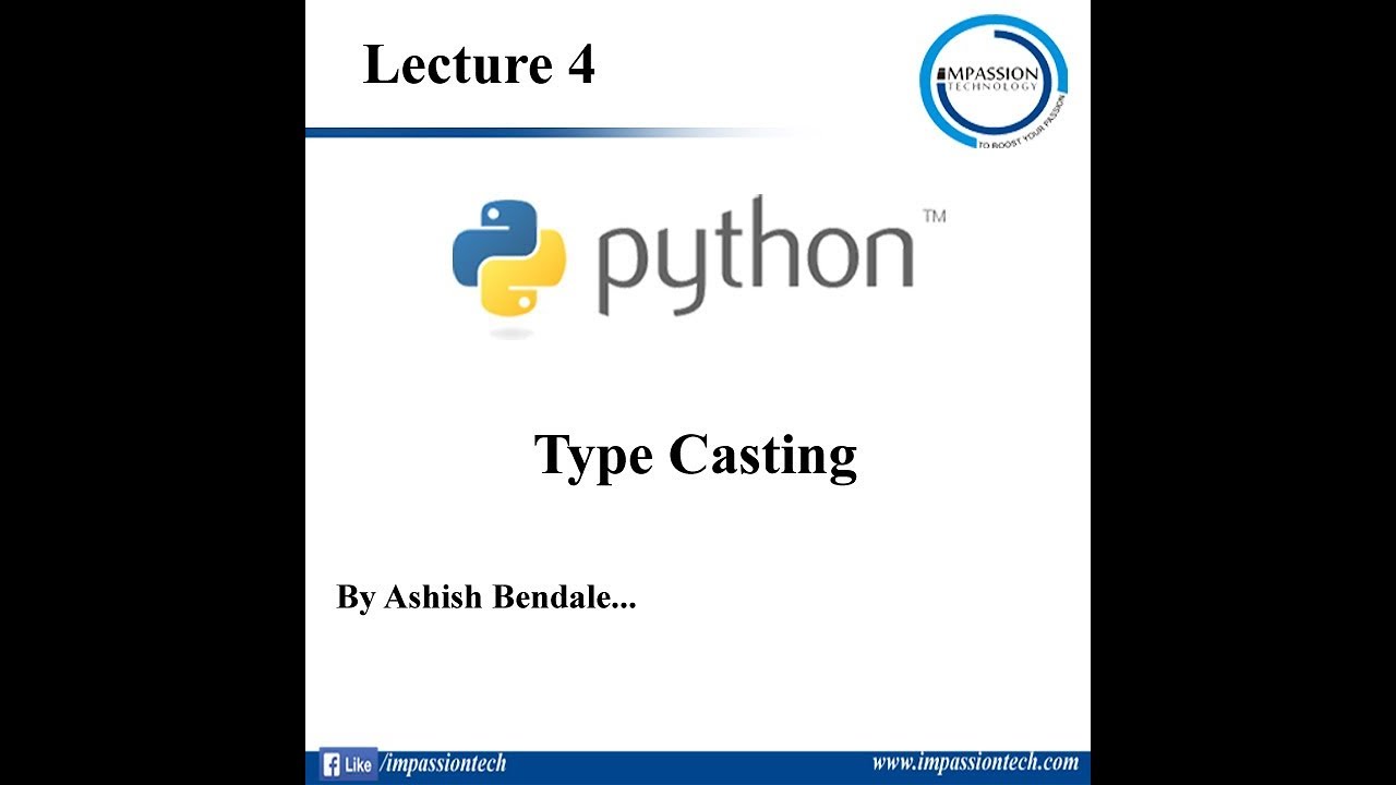 Lecture 4 Type Casting In Python Youtube