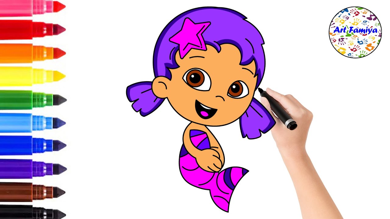 How To Draw Bubble Guppies Oona Bubble Guppies Drawing Drawing Easy