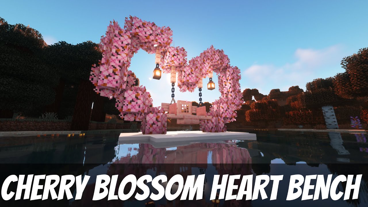 I Made Cute Heart Bench Cherry Blossom Design Minecraft Tutorial