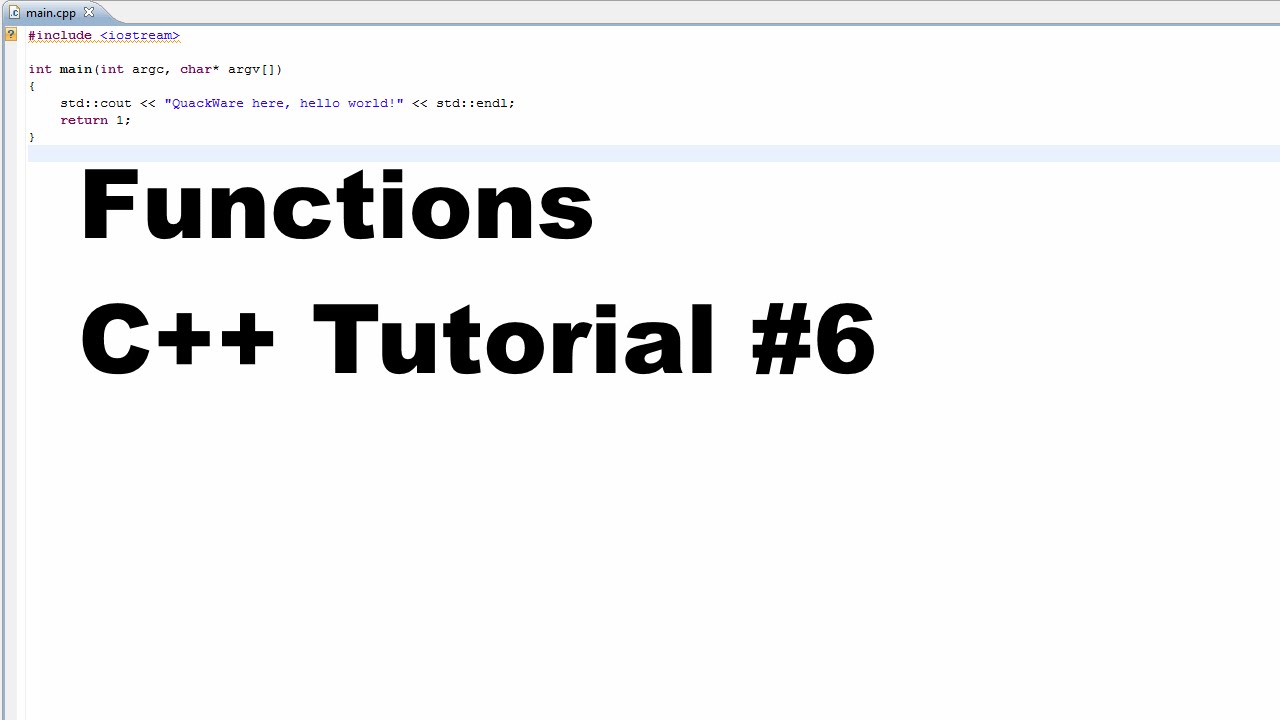 Functions C Tutorial 6 Youtube