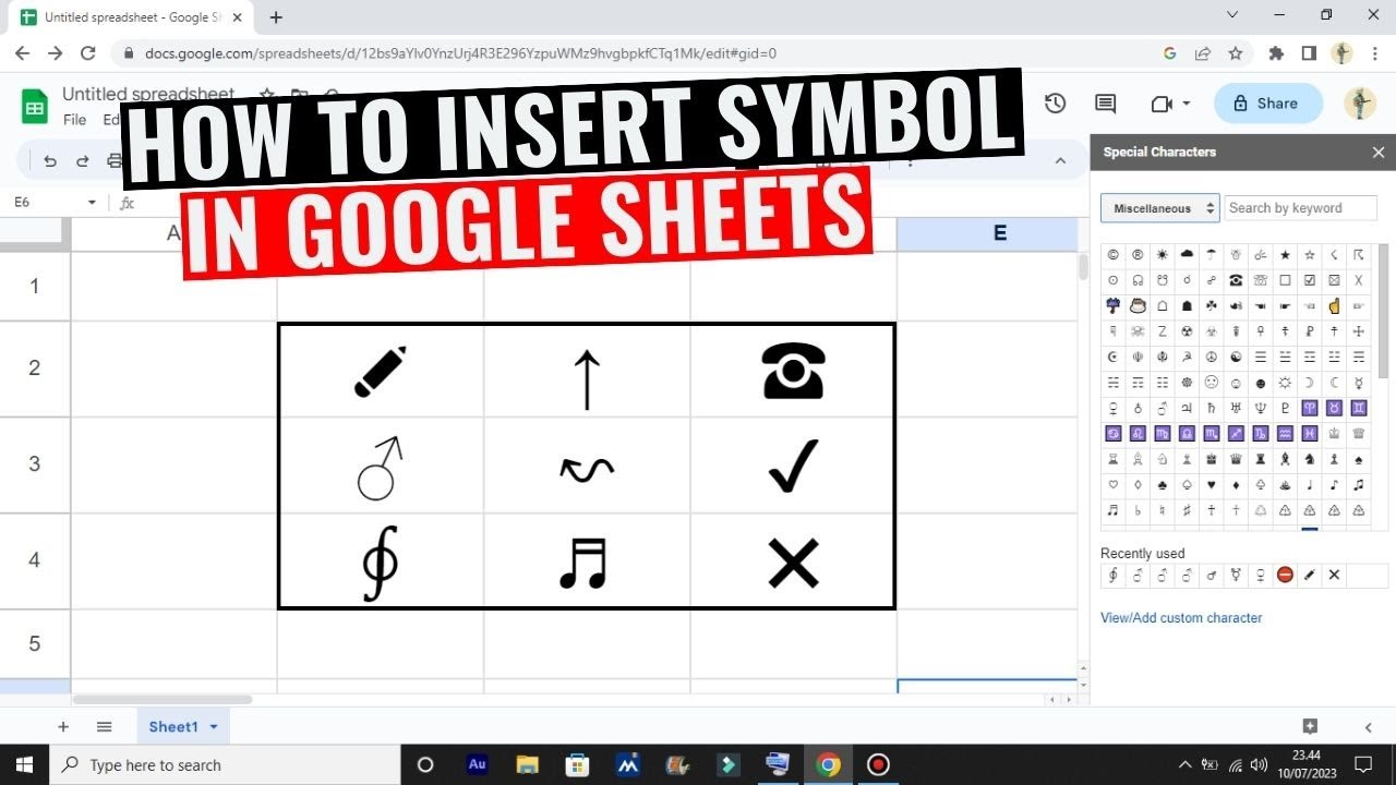 How To Insert Symbol In Google Sheets L Spreadsheet L Youtube