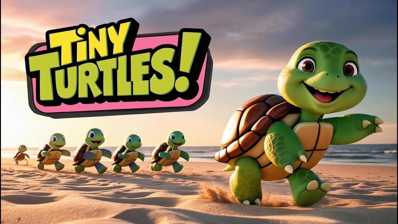 Tiny Turtles Cute Animal Song For Kids With Cartoon Turtles Youtube