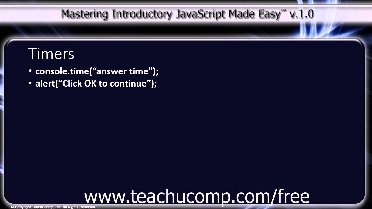 Javascript Training Tutorial Timers Youtube