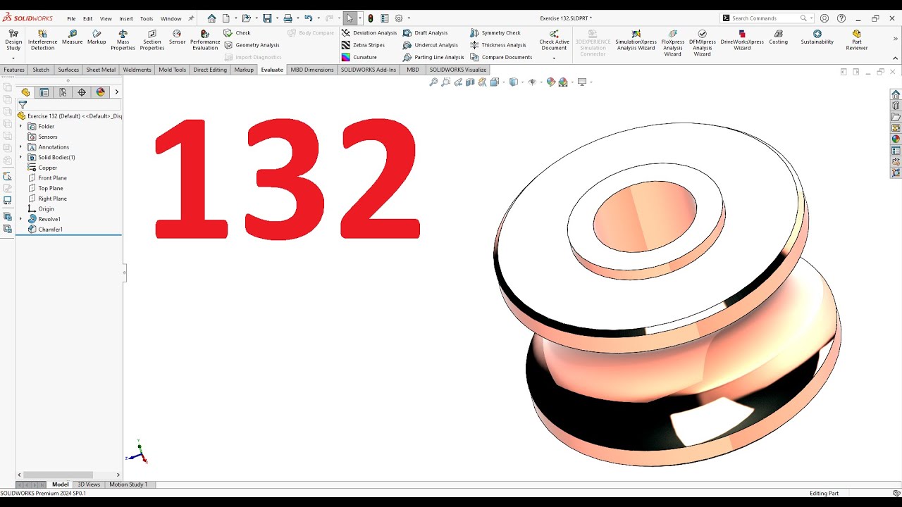 تمارين علي سوليدووركس 2024 تمرين رقم 132 Solidworks Exercise 132
