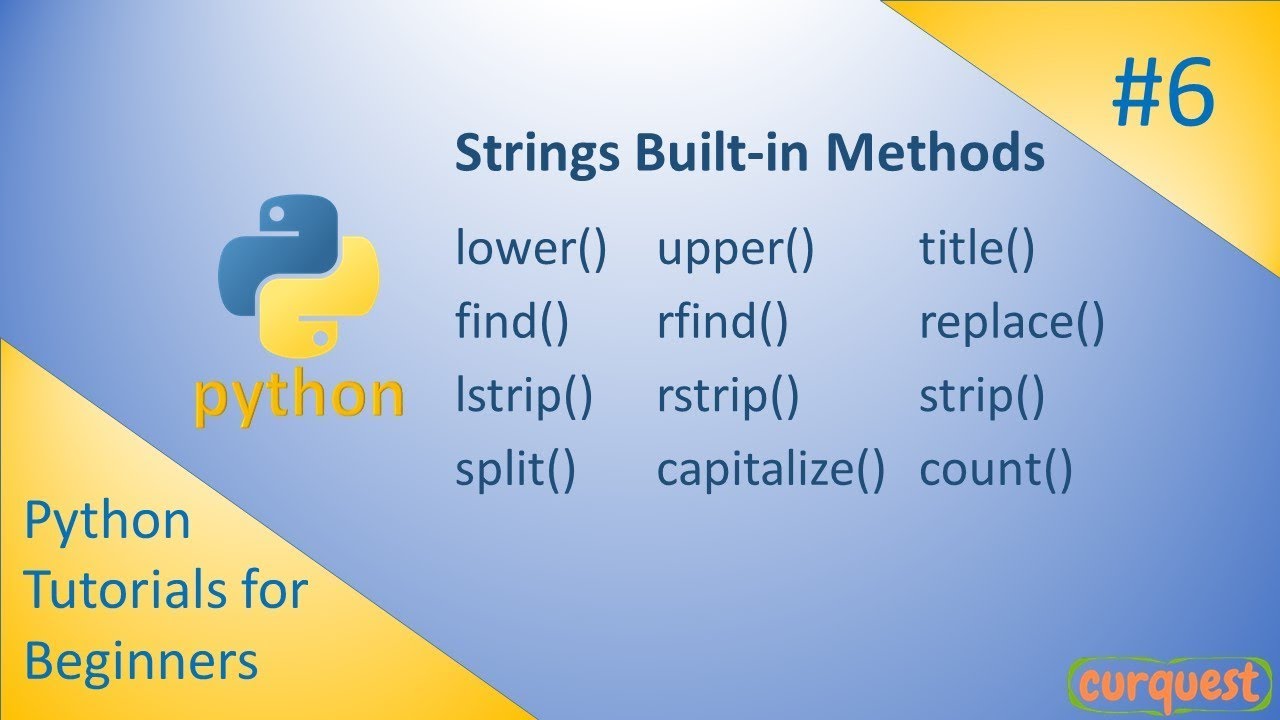 Python 6 String Built In Methods 1 Youtube