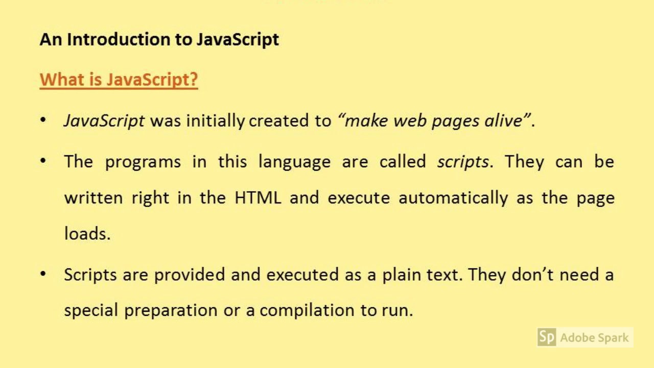 Introduction To Java Script Youtube
