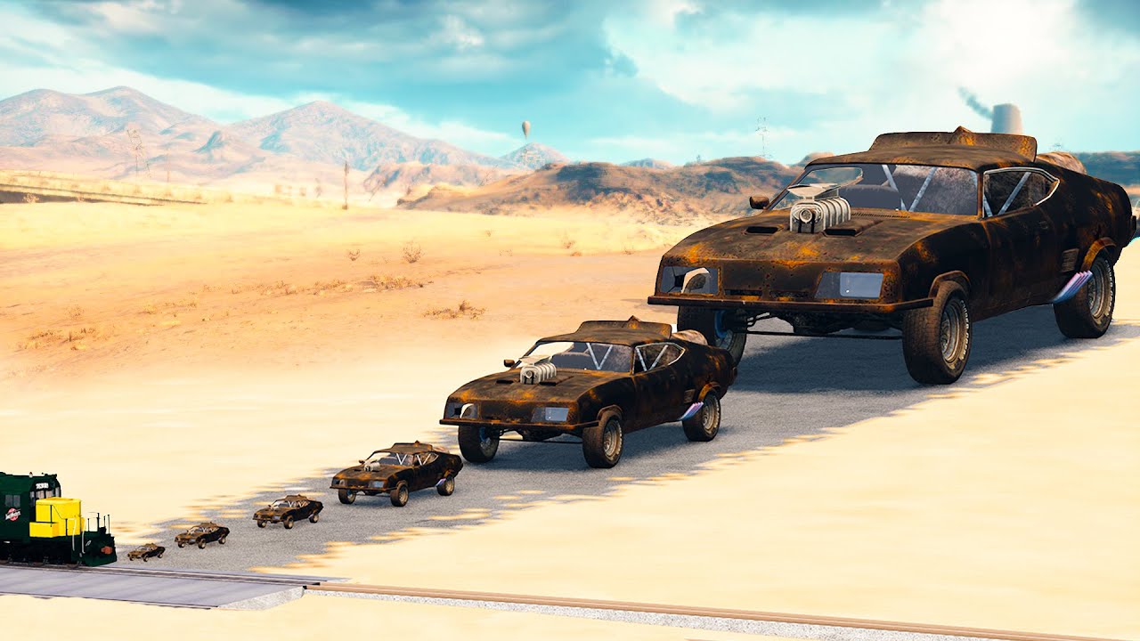 Big Small Mad Max Vs Train Beamng Drive Youtube