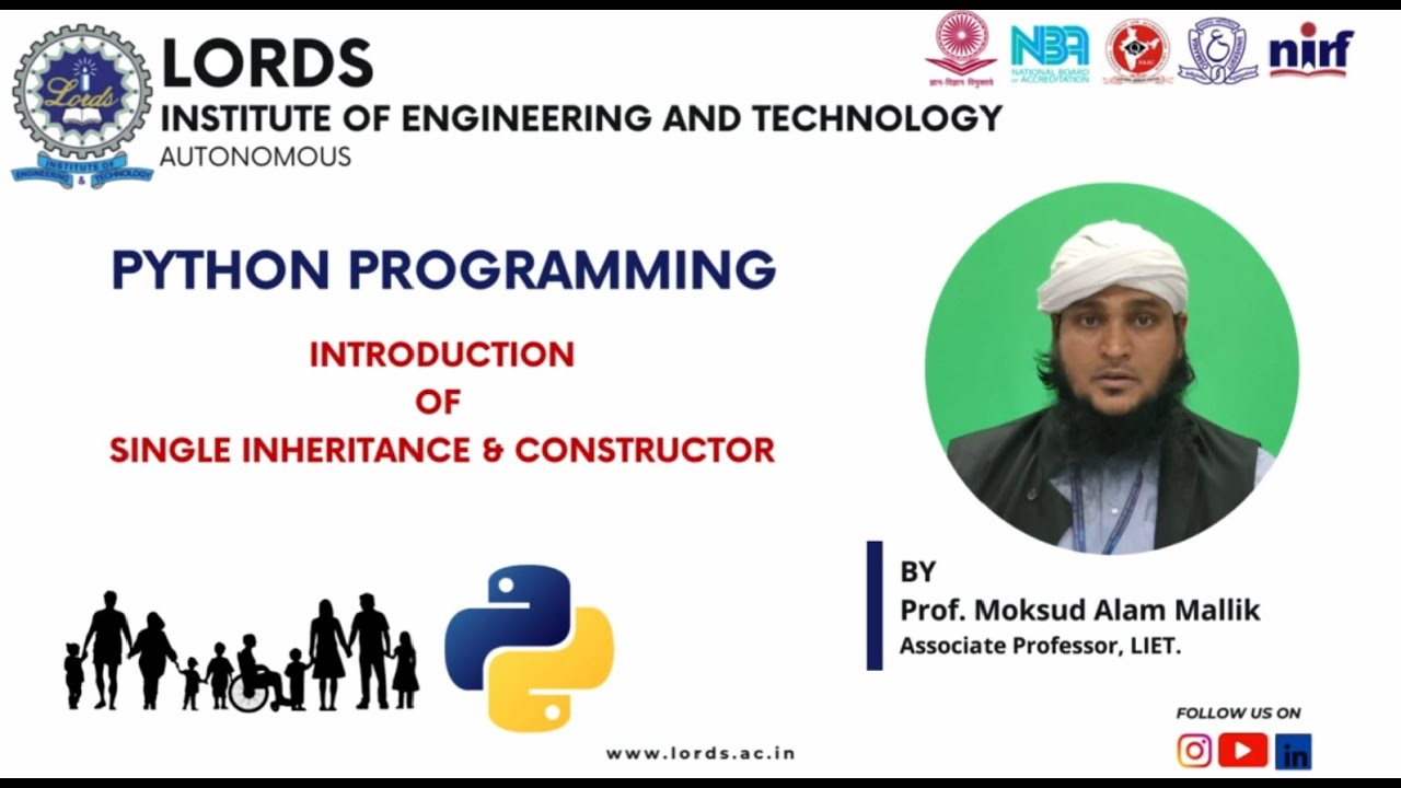 Single Inheritance Constructor In Python Youtube