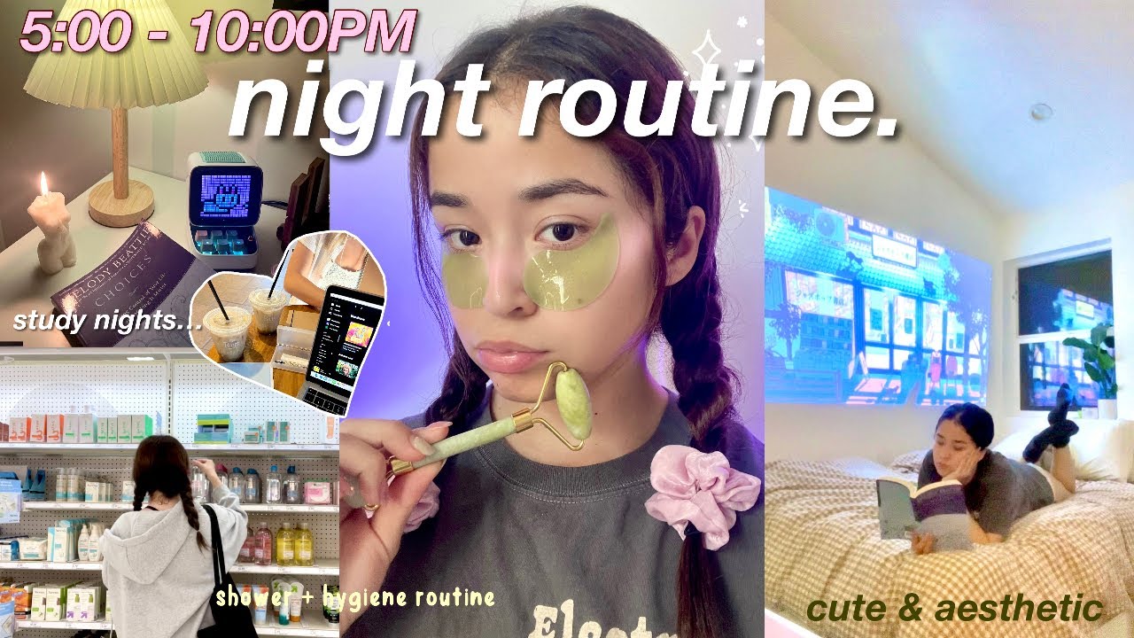 Productive Night Routine ôÿ ñ Study Vlog Self Care Living Alone Cozy