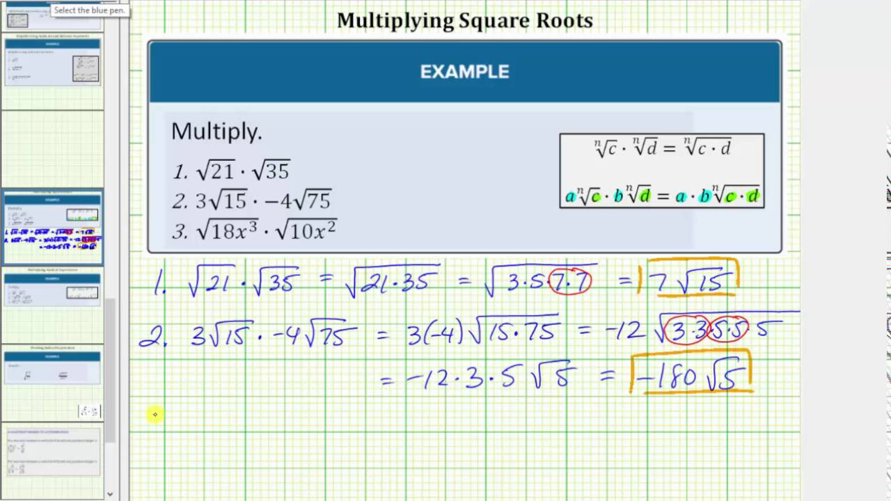 Multiply Square Roots Youtube