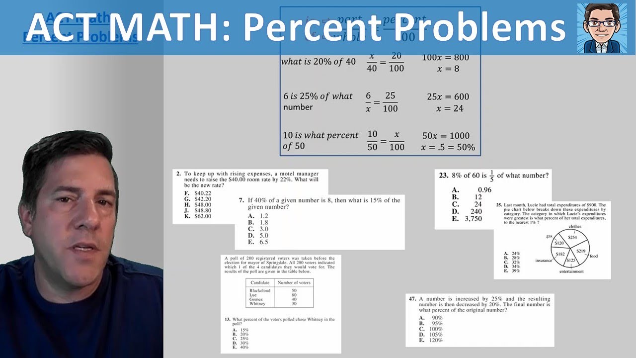 Act Math Percent Problems Youtube