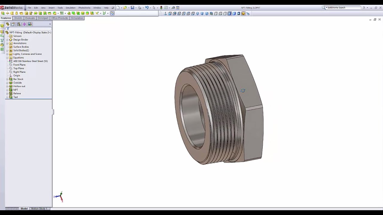 Npt Threads In Solidworks Tutorial Youtube