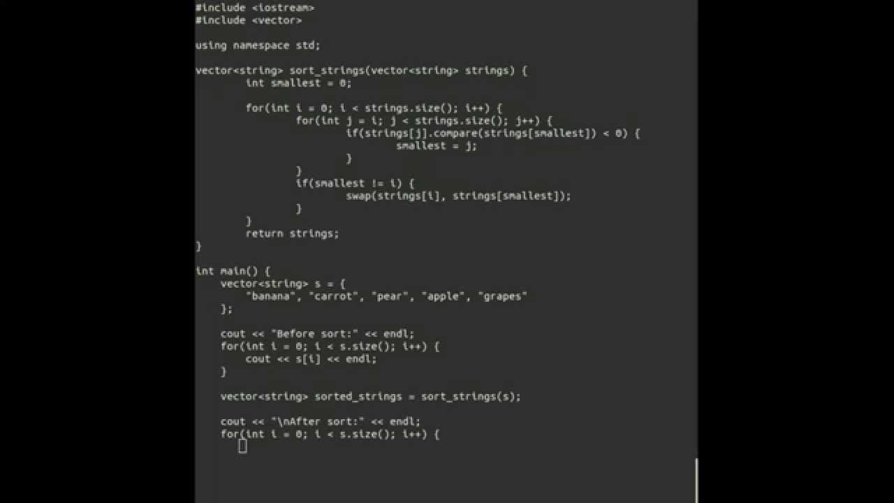 Sorting Strings Selection Sort Youtube