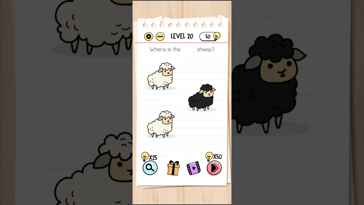 Brain Test Level 20 Where Is The Black Sheep Youtube