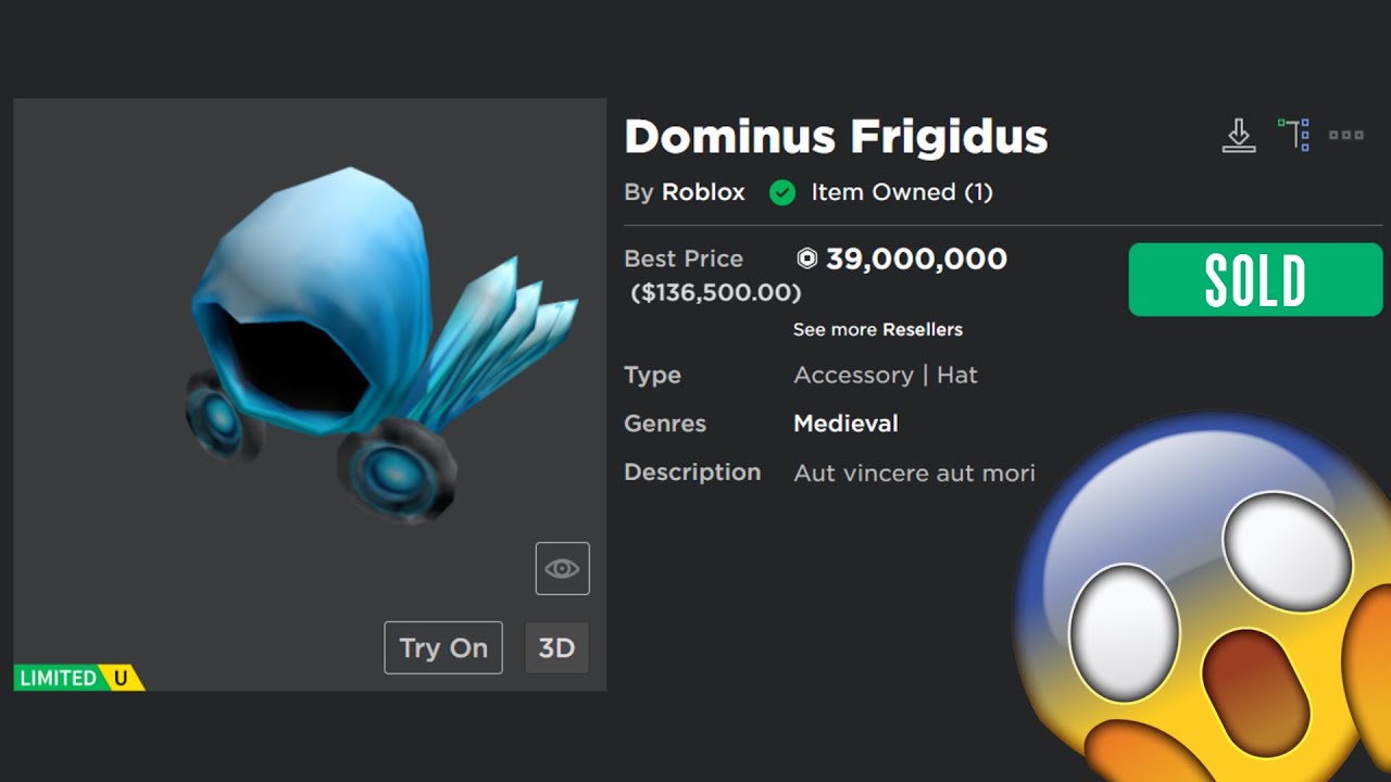Dominus Frigidus Just Sold For 39 000 000 Robux Roblox News Youtube