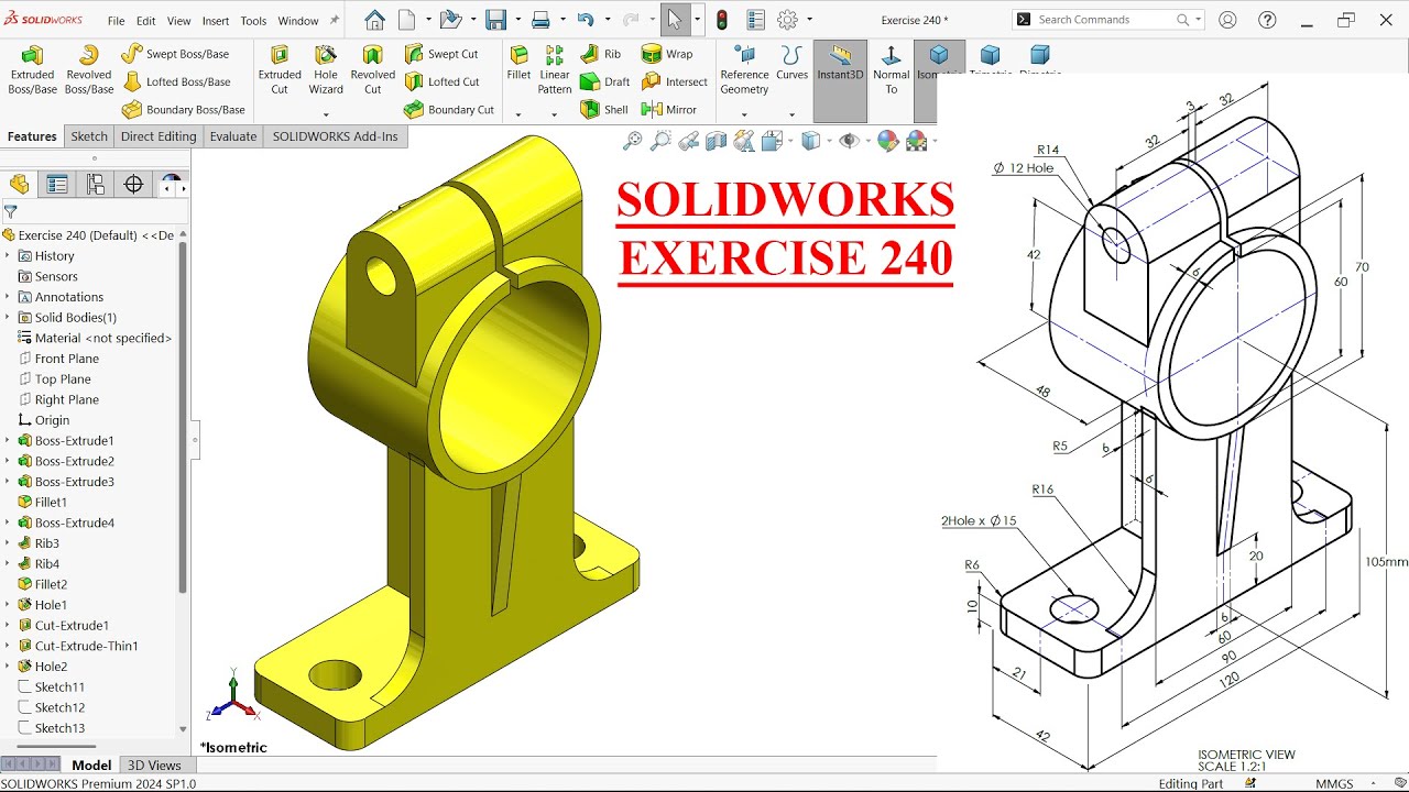 Solidworks Tutorial For Beginners Exercise 240 Youtube