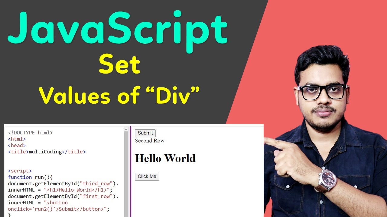 How To Set Value Of Div In Javascript Set Element Of A Div Using