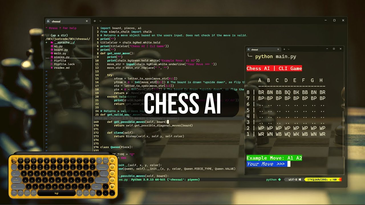 Asmr Programming Coding Chess Ai In Vim Neovim No Talking Youtube