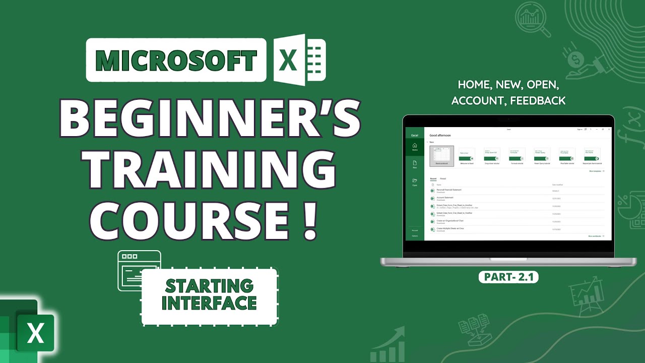 Microsoft Excel Starting Interface Youtube