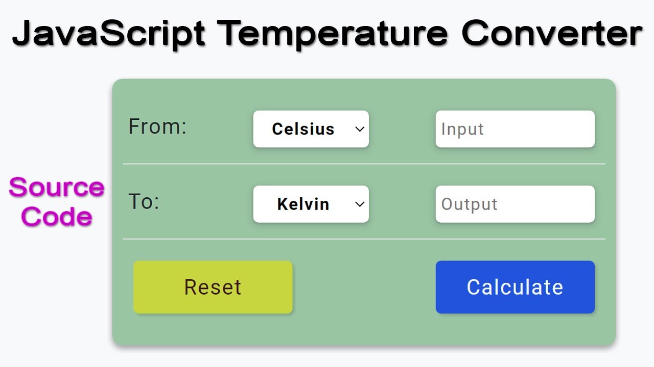 Javascript Simple Projects For Beginners Temperature Calculator With