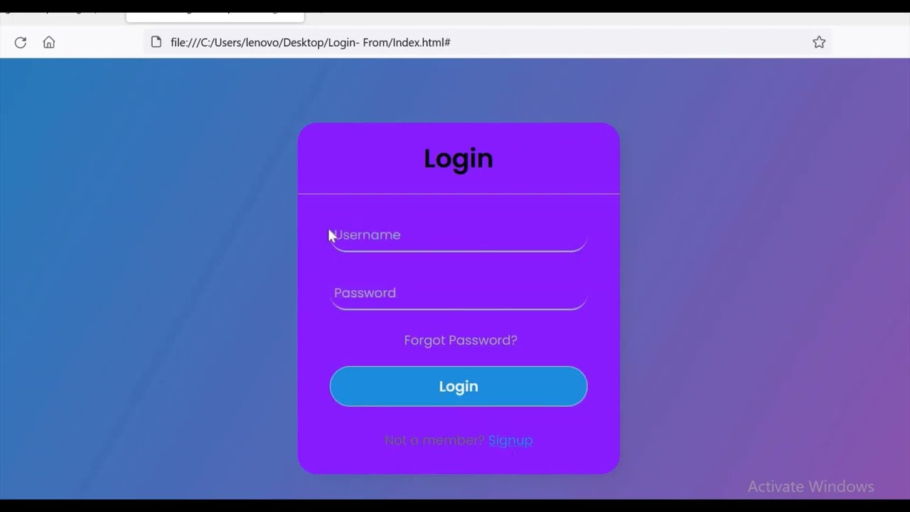 How To Create Simple Login Form Using Only Html And Css Css Form