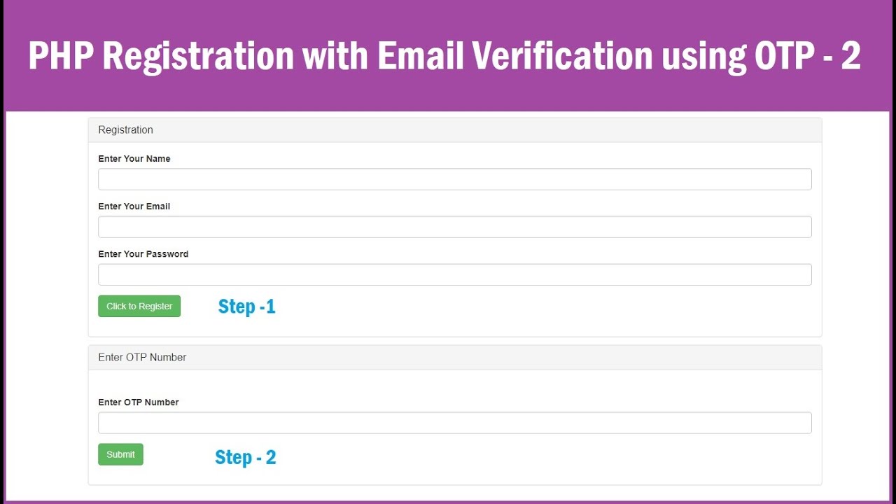 Php Registration With Email Verification Using Otp 2 Youtube