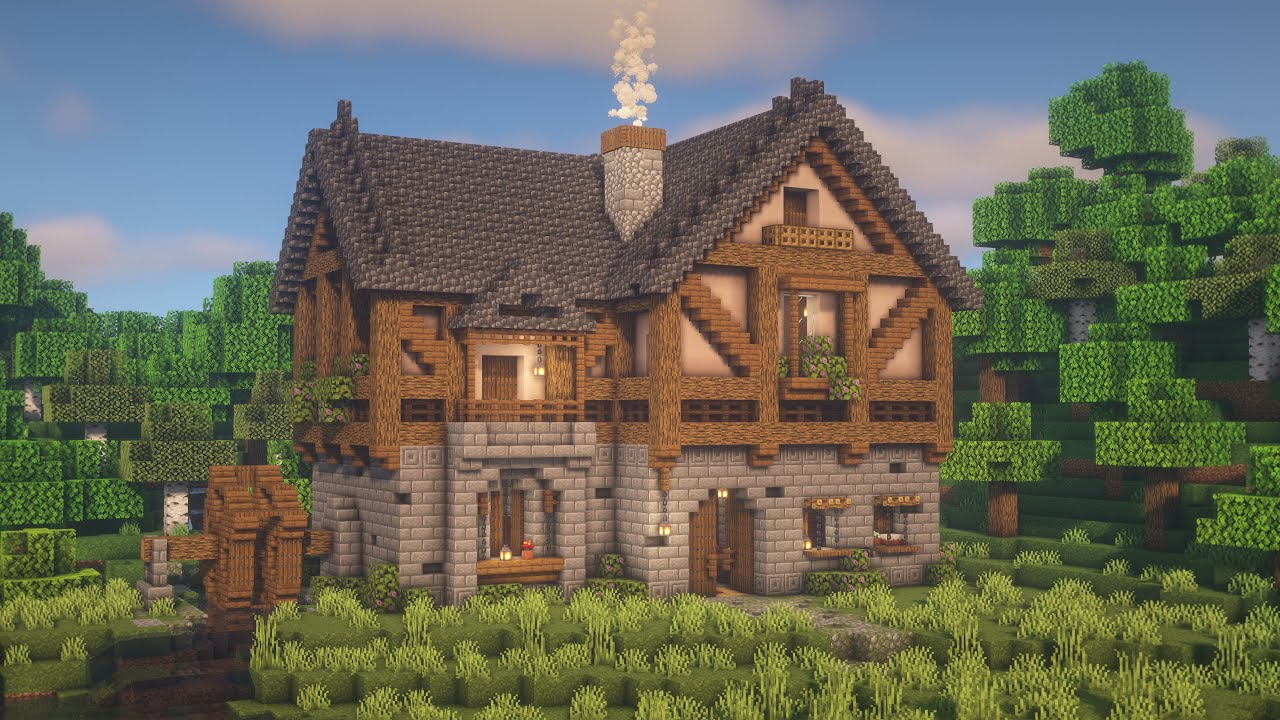 Minecraft Big Cottage House Tutorial Youtube