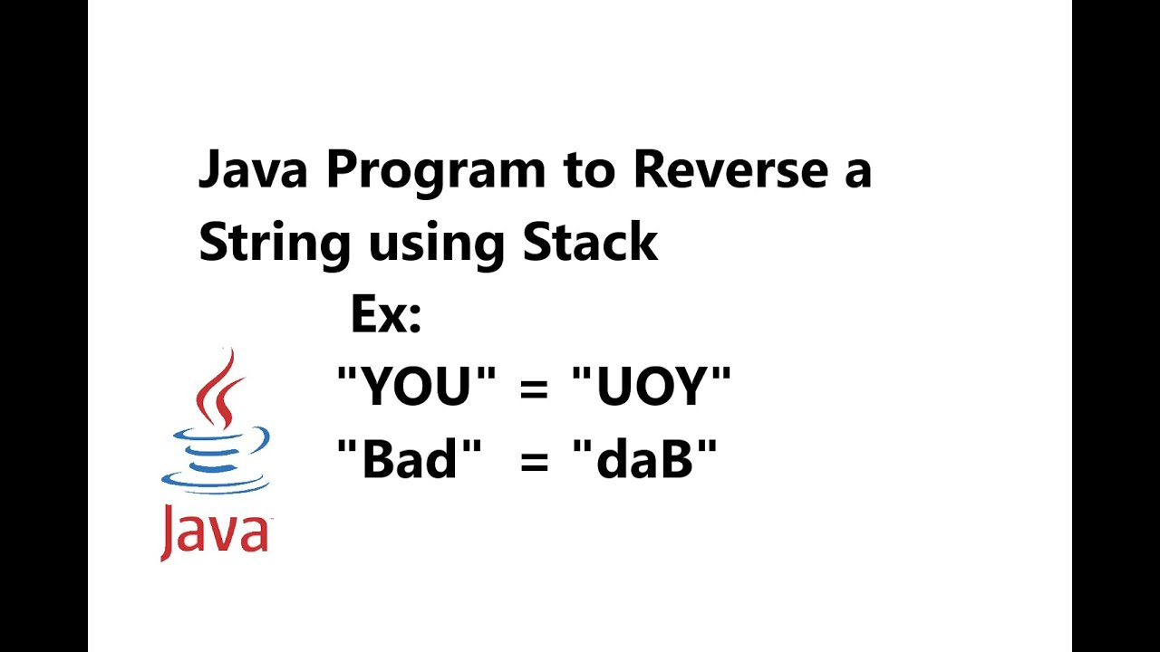 Java Program To Reverse A String Using Stack Youtube